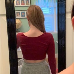 Forever 21 | Tops | A Red Long Sleep Crop Top | Poshmark